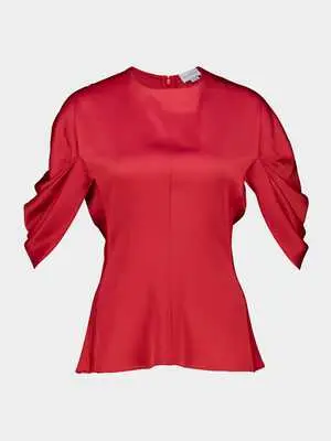 Stella McCartney Draped Sleeve Acetate Top - Red