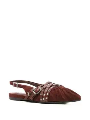 Ash Studded Buckled Flat Pumps