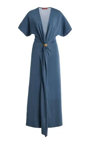 Altuzarra Rena Jersey Maxi Dress With Gilded Hardware - Blue