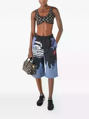 MARINE SERRE Patchwork Jersey Shorts With Graphic Print