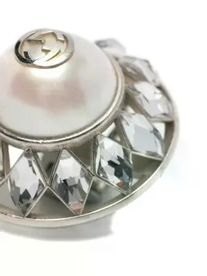 Gucci Interlocking G Crystal-embellished Earrings - Silver