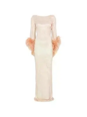 MIRON Feather-trim Crystal-embellished Dress