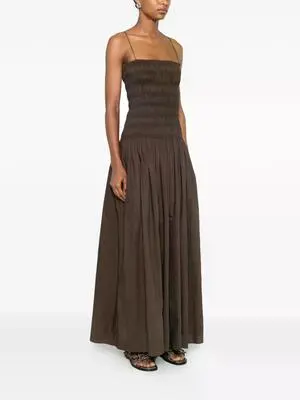 Matteau Shirred Drop-waist Dress - Brown