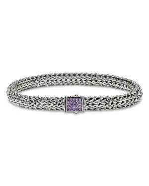 John Hardy Sterling Silver Gemstone Cluster Woven Link Bracelet - Silver/purple