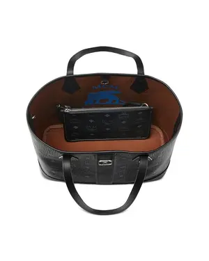 Mcm Liz Small Visetos Leather Tote - Black