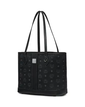 Mcm Liz Small Visetos Leather Tote - Black