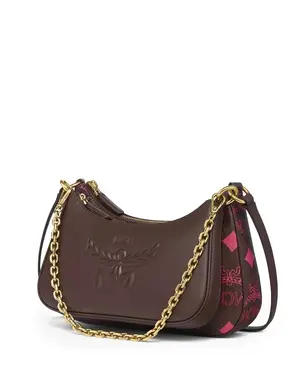 Mcm Aren Maxi Double Leather Shoulder Bag - Cinnamon