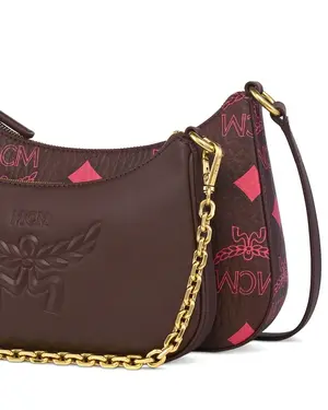 Mcm Aren Maxi Double Leather Shoulder Bag - Cinnamon