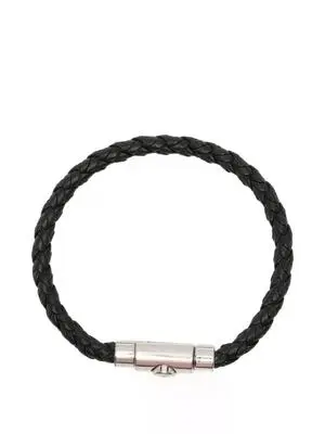 FERRAGAMO Braided Leather Bracelet - Silver