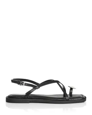 Rag & Bone Flat Sandals With Embellished Toe - Black