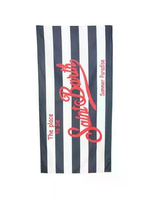 MC2 SAINT BARTH Aidan Striped Logo-print Beach Towel - Blue