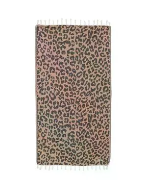 MC2 SAINT BARTH Foutas Leopard-print Fringed Beach Towel - Brown