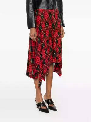 Alexander McQueen Check Pattern Asymmetric Skirt