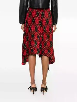 Alexander McQueen Check Pattern Asymmetric Skirt