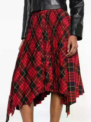 Alexander McQueen Check Pattern Asymmetric Skirt