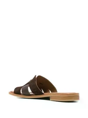SERGIO MORETTI FIRENZE Suede Logo Plaque Slippers