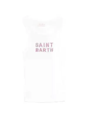 MC2 SAINT BARTH Ribbed Tank Top With Embellished Logo