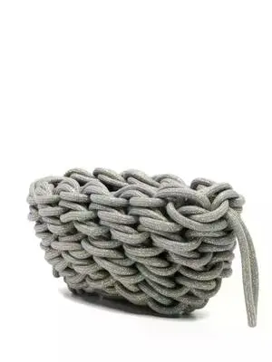 Alienina Woven-rope Clutch - Silver