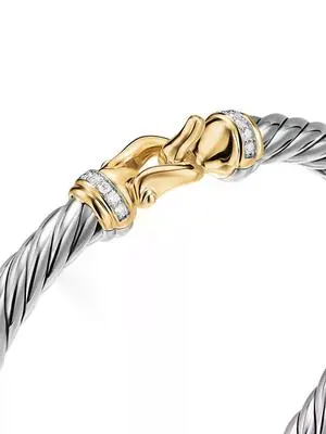 David Yurman Cable Flex® Buckle Bracelet With Pave Diamonds In Sterling And 14k Yellow Gold
