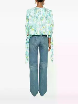 Chloé Floral Jacquard Crew Neck Blouse - Blue