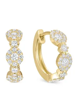 DAVID MORRIS Yellow Gold And Diamond Triolette Oval Hoop Earrings - Clear