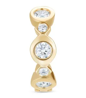 DAVID MORRIS Yellow Gold And Diamond Triolette Oval Single Hoop Earring - Clear