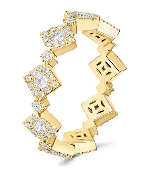 DAVID MORRIS Yellow Gold And Diamond Triolette Square Ring - Clear