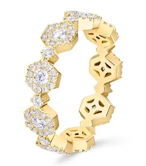 DAVID MORRIS Yellow Gold And Diamond Triolette Hexagon Ring