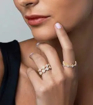 DAVID MORRIS Yellow Gold And Diamond Triolette Hexagon Ring