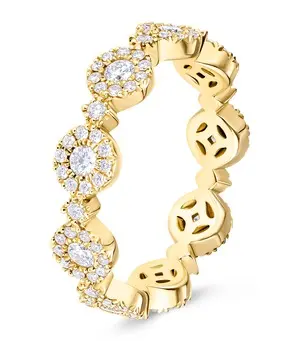 DAVID MORRIS Yellow Gold And Diamond Triolette Oval Ring - Clear