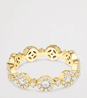 DAVID MORRIS Yellow Gold And Diamond Triolette Oval Ring