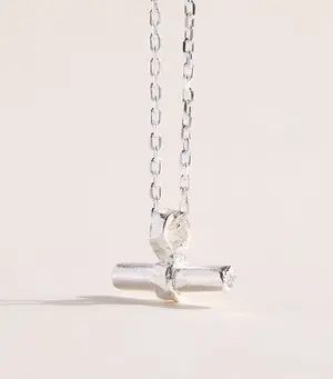 THE OUZE Sterling T-bar Necklace - Silver