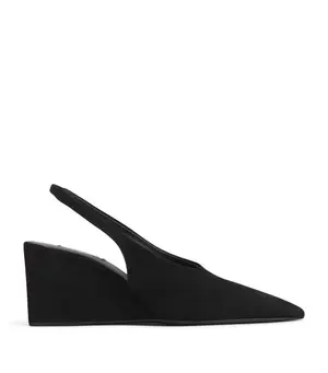 Alaïa Suede Slingback Wedge - Black