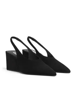 Alaïa Suede Slingback Wedge - Black