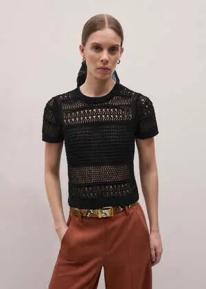 ME+EM Linear Knit Straight Baby Tee