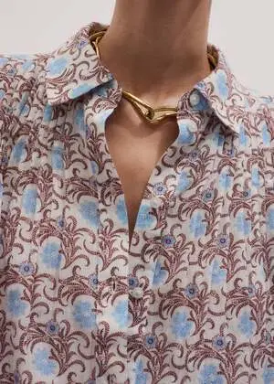 ME+EM Floral Print Pintucked Cotton Blouse