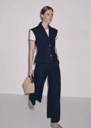 ME+EM Textured Fitted Waistcoat