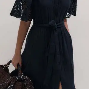 ME+EM Cheesecloth Embroidered Maxi Dress With Belt