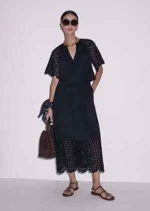 ME+EM Broderie Anglaise Maxi Dress - Black