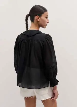 ME+EM Cotton Voile Ruffle Blouse
