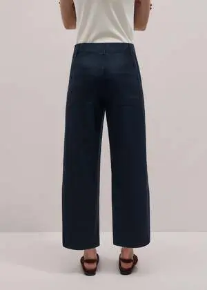 ME+EM Straight Crop Trousers - Navy