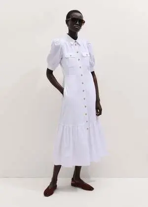 ME+EM Seersucker Midi Shirt Dress With Belt