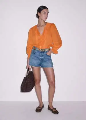 ME+EM Cotton Voile Ruffle Blouse
