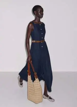 ME+EM Crease-less Linen Button-front Maxi Dress With Belt
