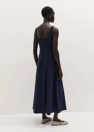 ME+EM Crease-less Linen Button-front Maxi Dress With Belt