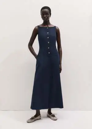 ME+EM Crease-less Linen Button-front Maxi Dress With Belt