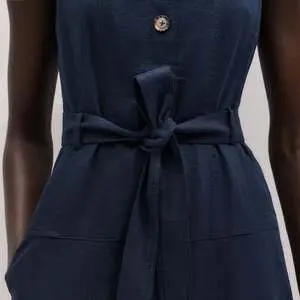 ME+EM Crease-less Linen Button-front Maxi Dress With Belt