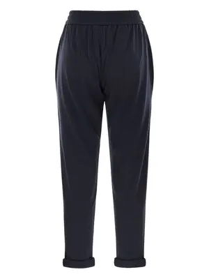 Brunello Cucinelli Cotton And Silk Trousers With Jewel Detailing - Blue