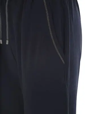 Brunello Cucinelli Cotton And Silk Trousers With Jewel Detailing - Blue