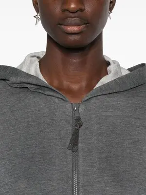 Brunello Cucinelli Cotton And Silk Blend Zip-up Hooded Cardigan - Grey